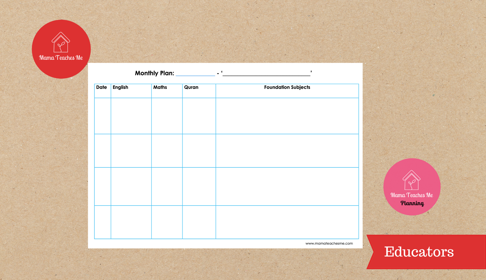 MTM Planning: Monthly Plan Template